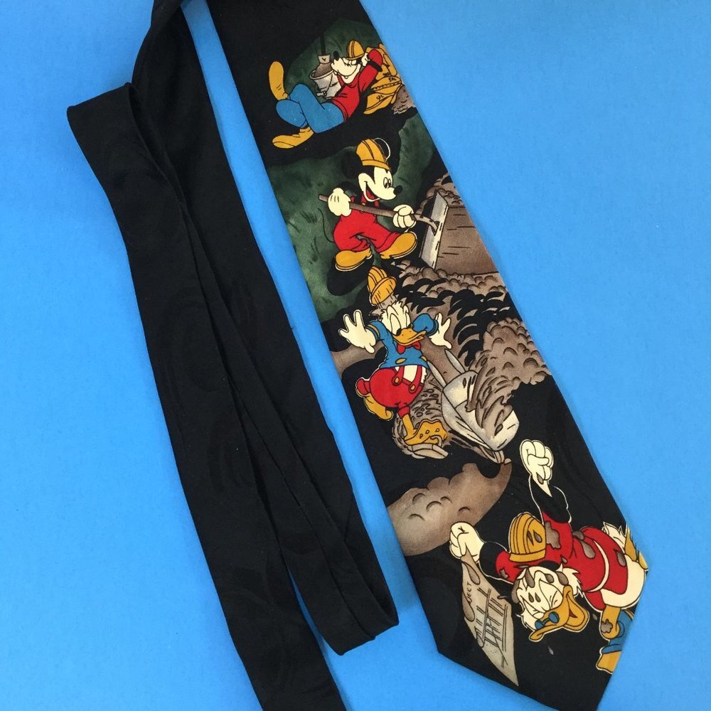 Rare Disney Tie Donald And Mickey 100% Silk - Gem